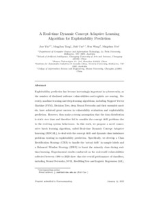 A Real-time Dynamic Concept Adaptive Learning Algorithm for Exploitability Prediction | VU ...